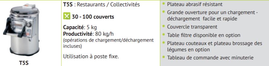 Éplucheuse 5 Kg avec plateau abrasif et table filtre inox DITO SAMA - T5S - DT5STN disponible ...